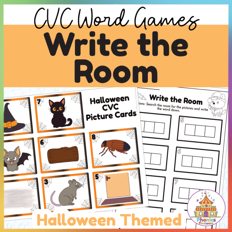 Halloween Word Game - Write the Room, Blending CVC Words | Made By Teachers