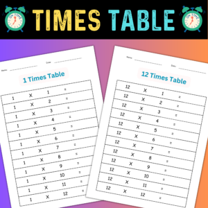 printable Multiplication times tables 1 to 12 exercises worksheets for ...