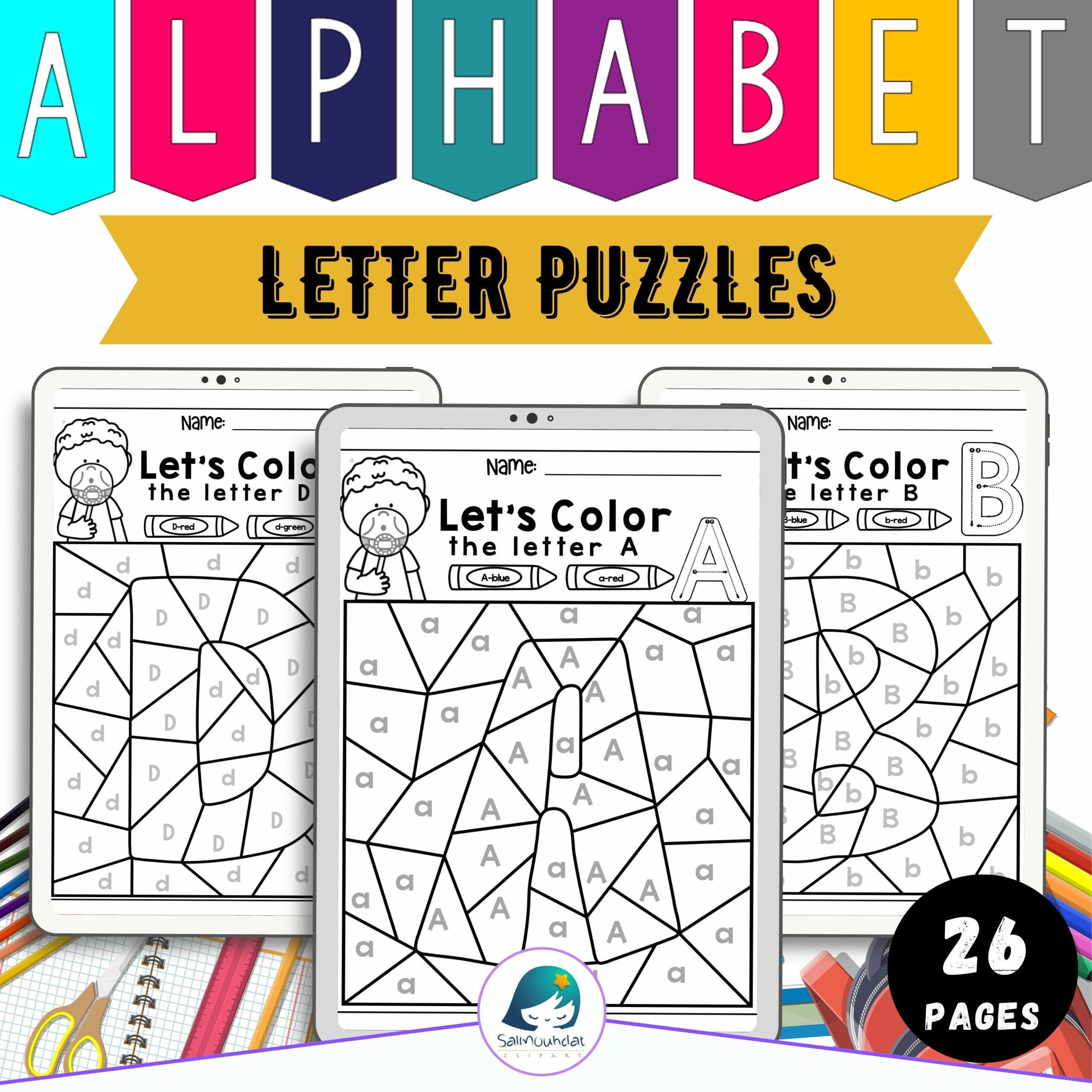 Alphabet Letters Puzzles: Back To School Activity Book For First Day Of ...