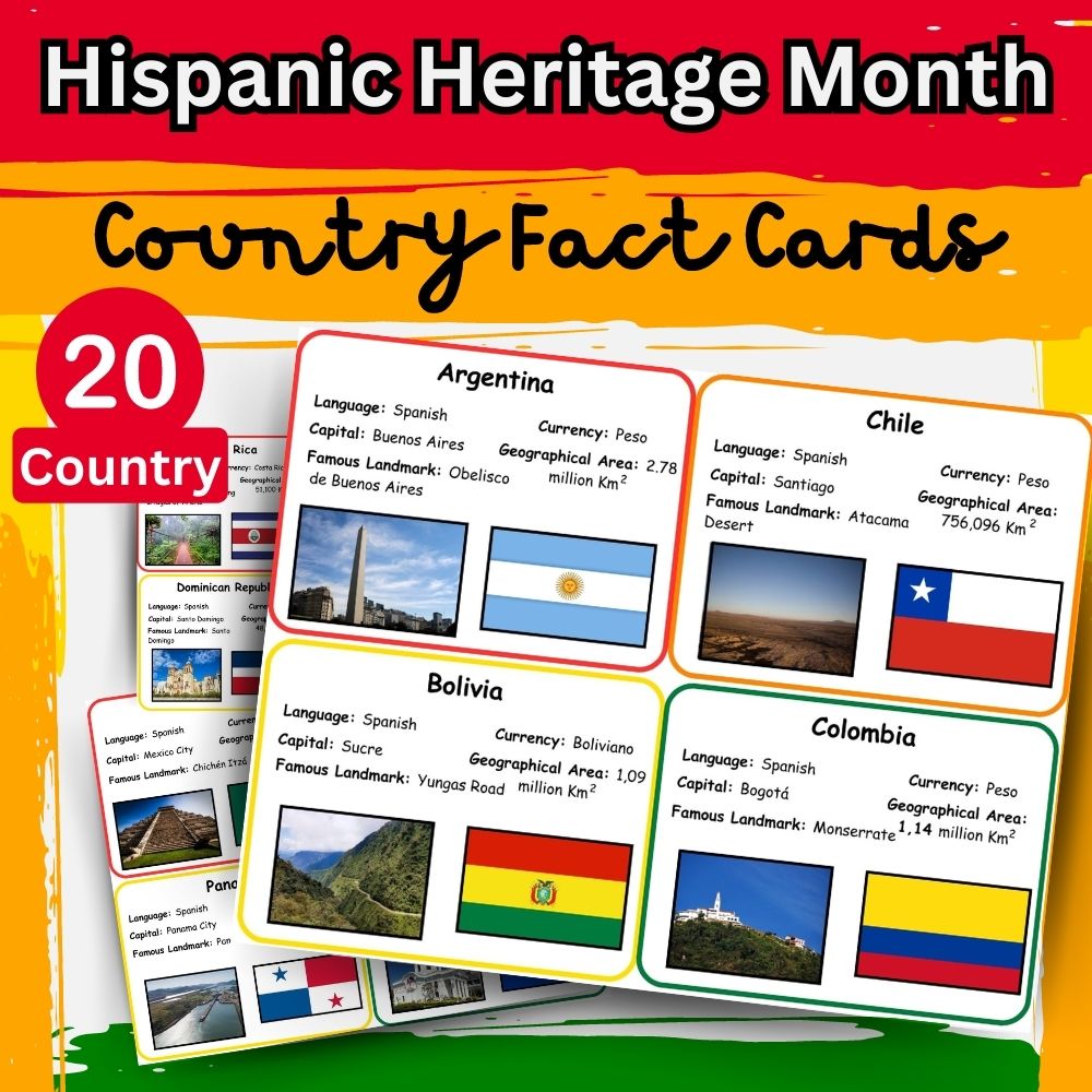 Celebrating Hispanic Heritage : Educational Fact Cards (Hispanic ...