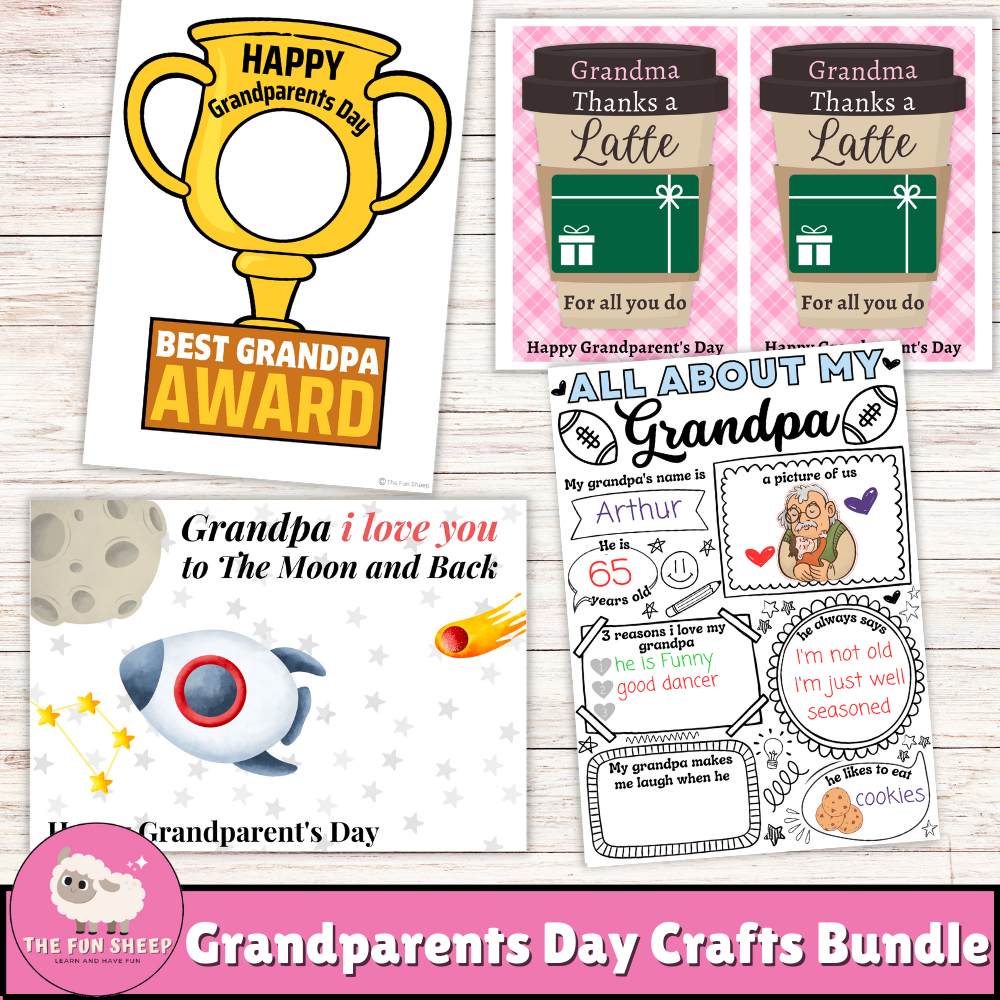 Grandparents Day Crafts Bundle | Grandpa Grandma Gifts & Worksheet ...
