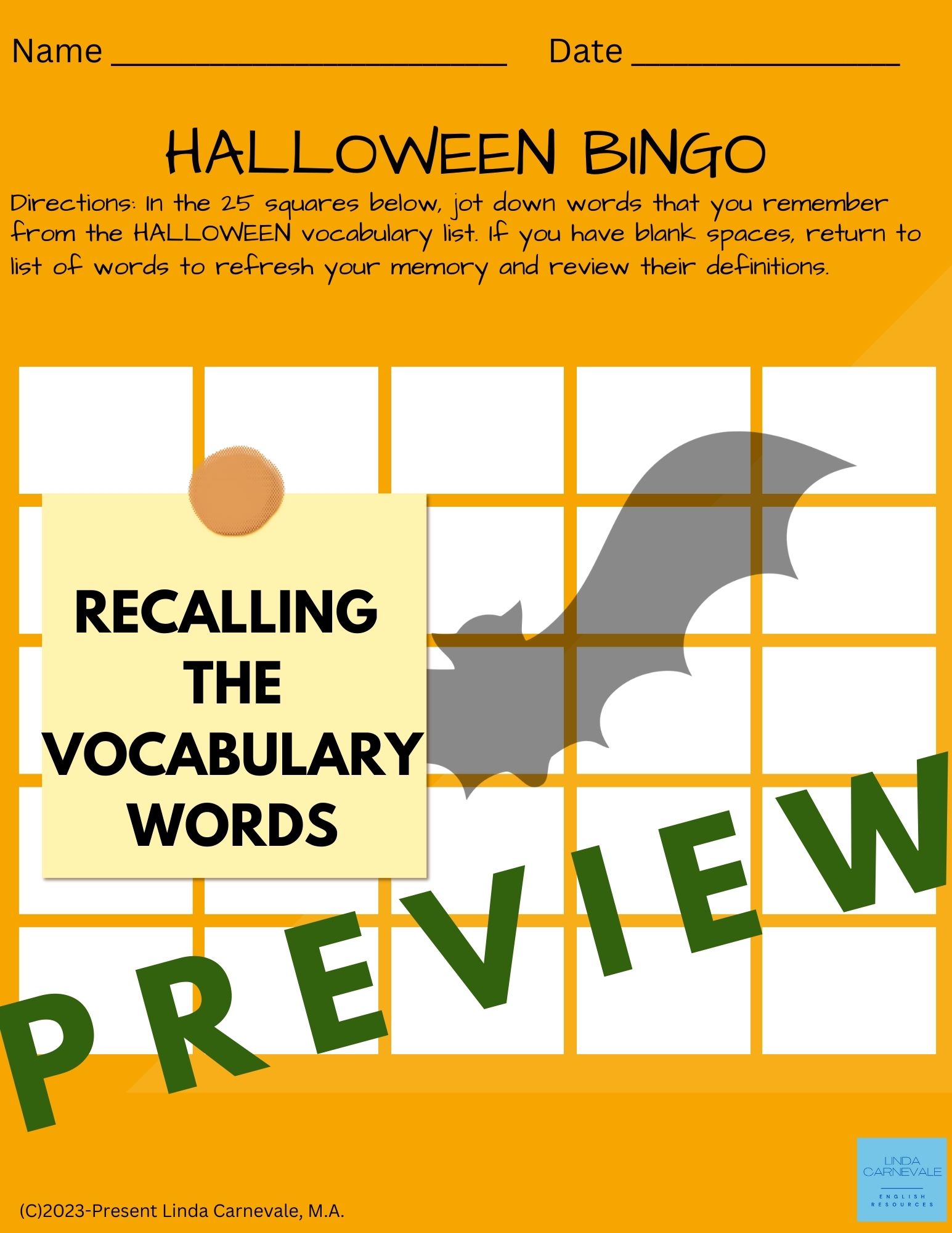 Halloween Vocabulary Activities for High School English with Creative ...