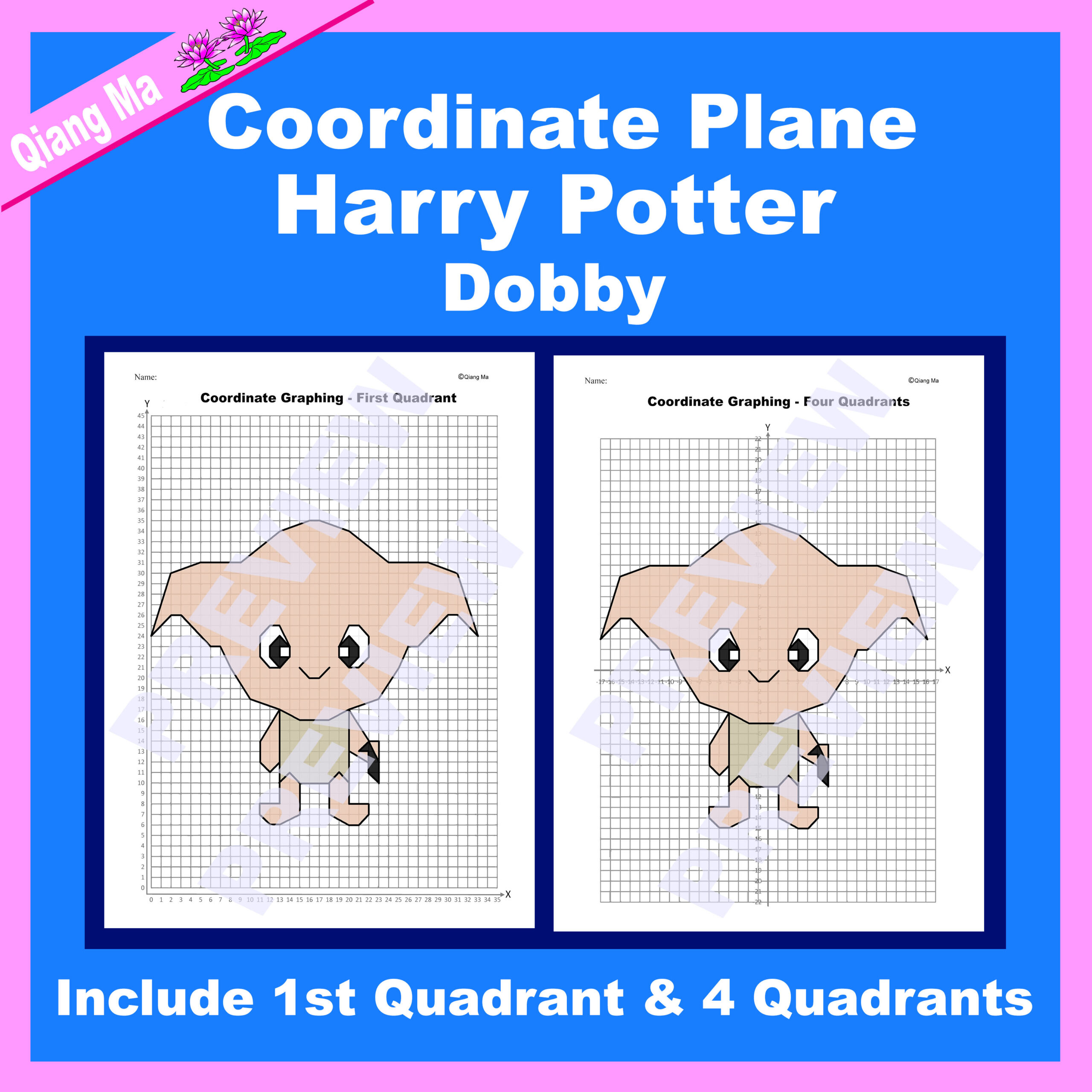 Harry Potter Coordinate Plane Graphing Picture: Dobby | Made By Teachers