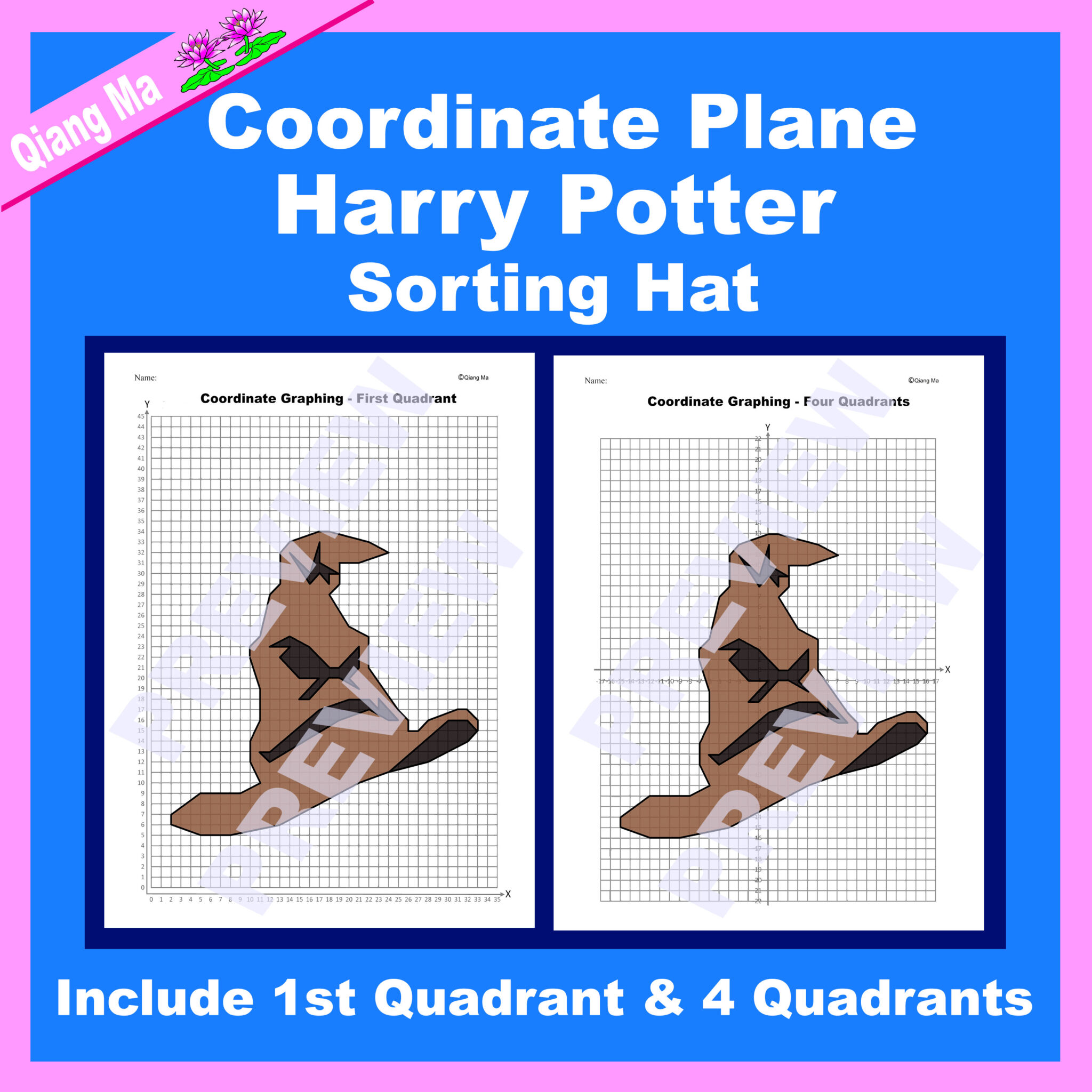 Harry Potter Coordinate Plane Graphing Picture: Sorting Hat - Made By ...