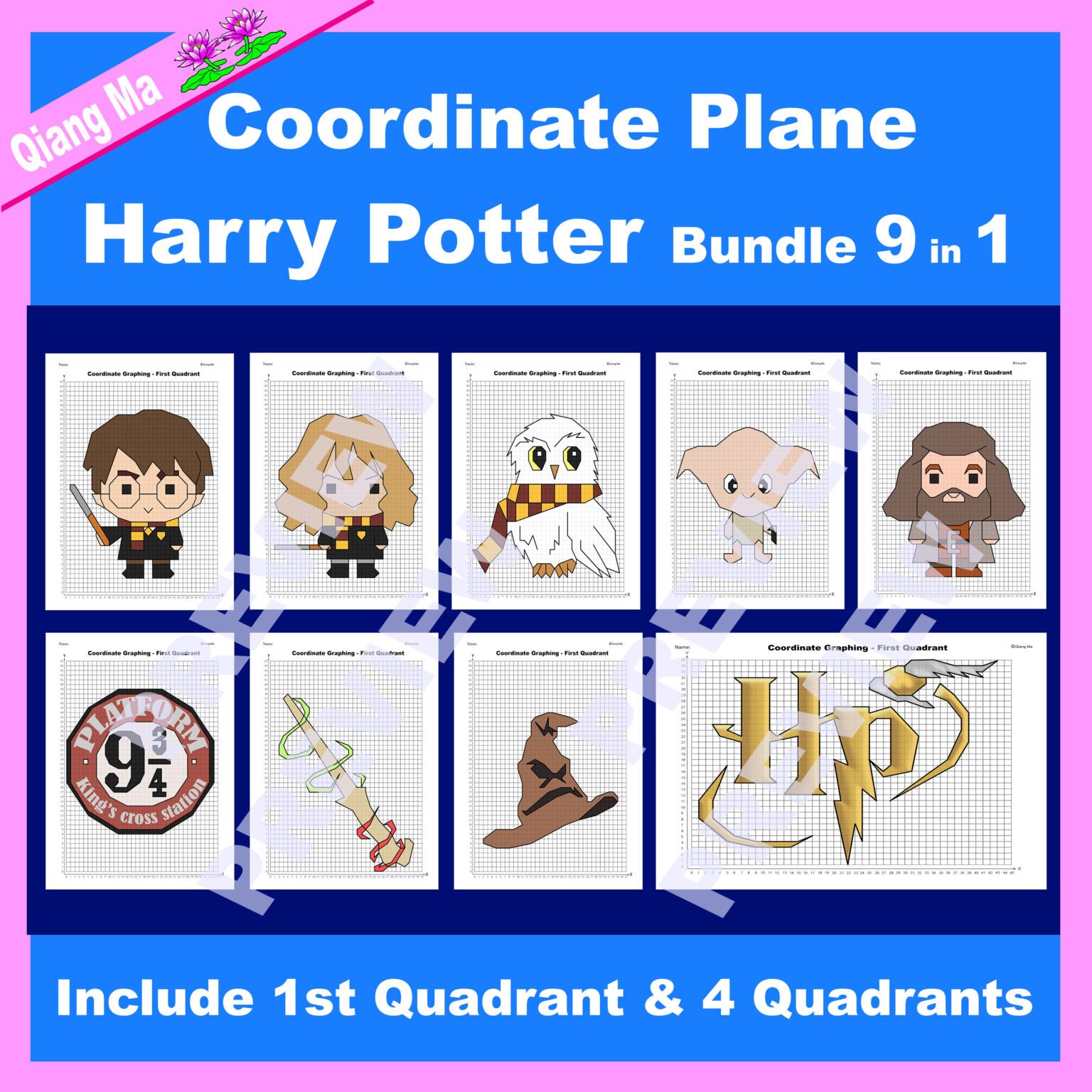 Harry Potter Coordinate Plane Graphing Picture: Bundle 9 in 1 | Made By ...