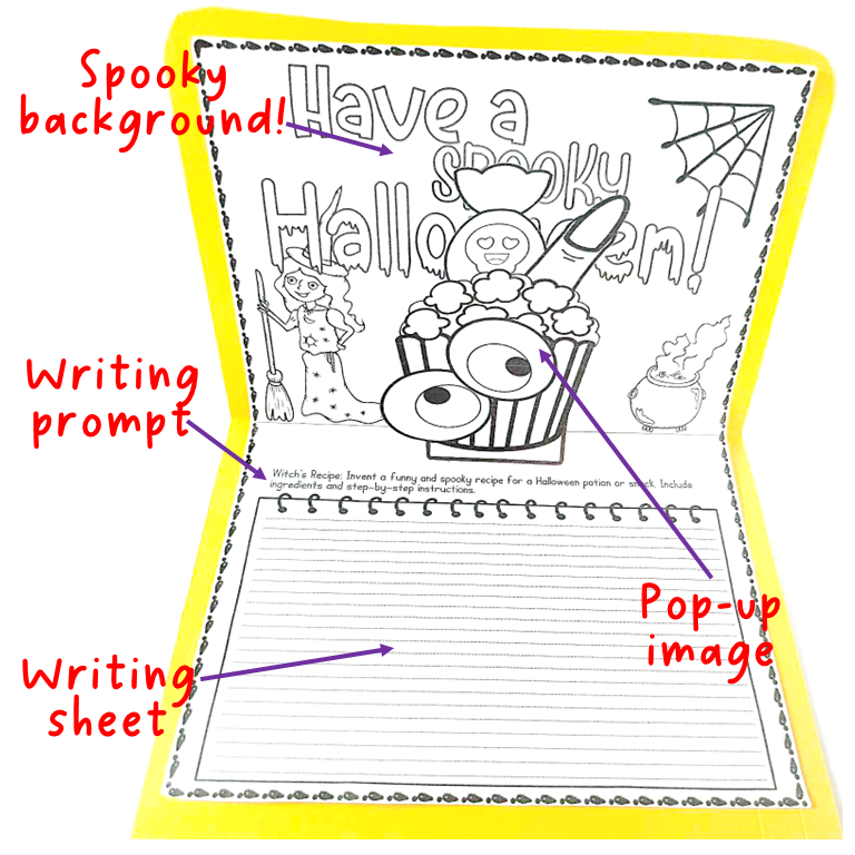 Halloween Pop-Up Cards with Writing Exercises | Halloween Project ...