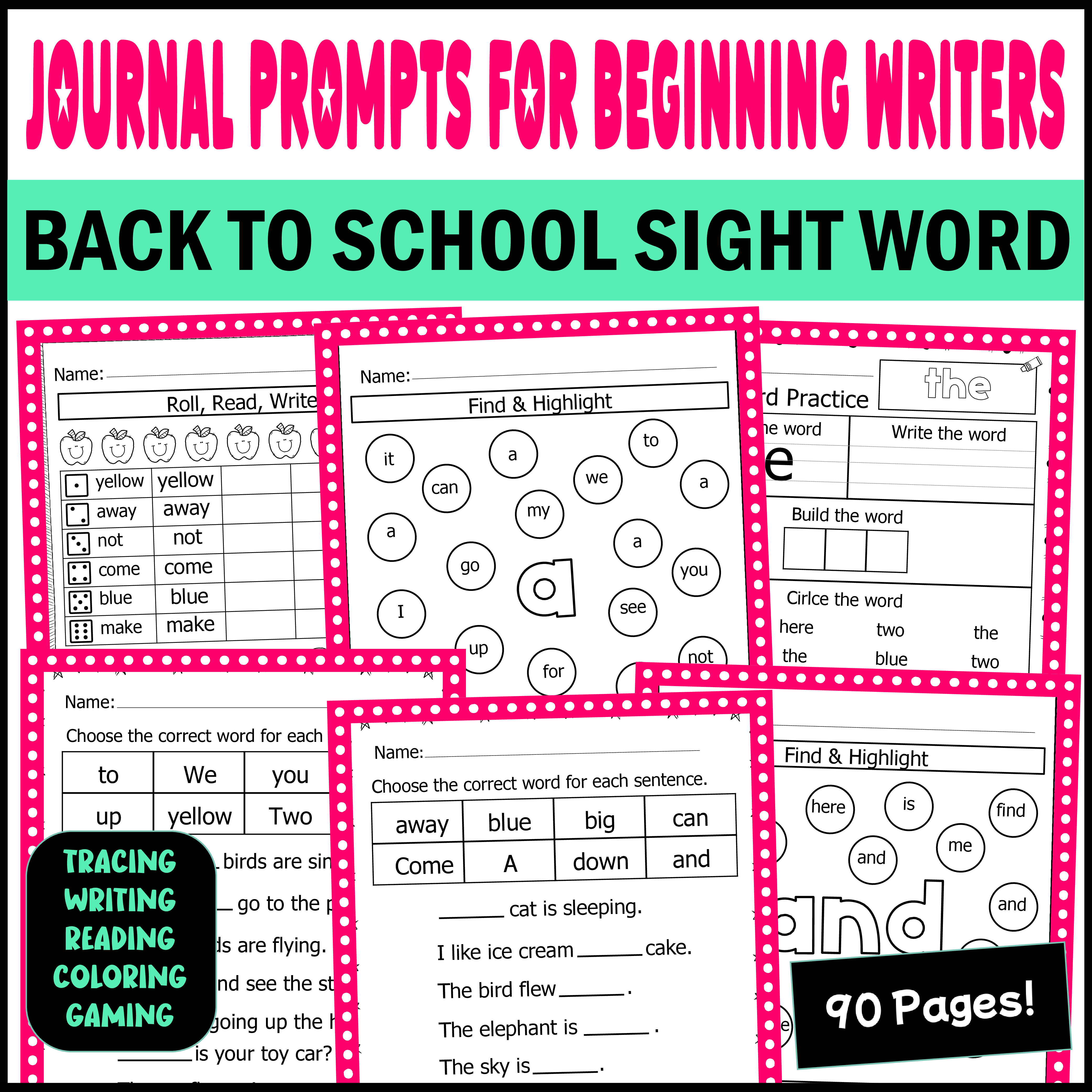 Back to School NO PREP Math and Literacy Packet - Subtraction ...