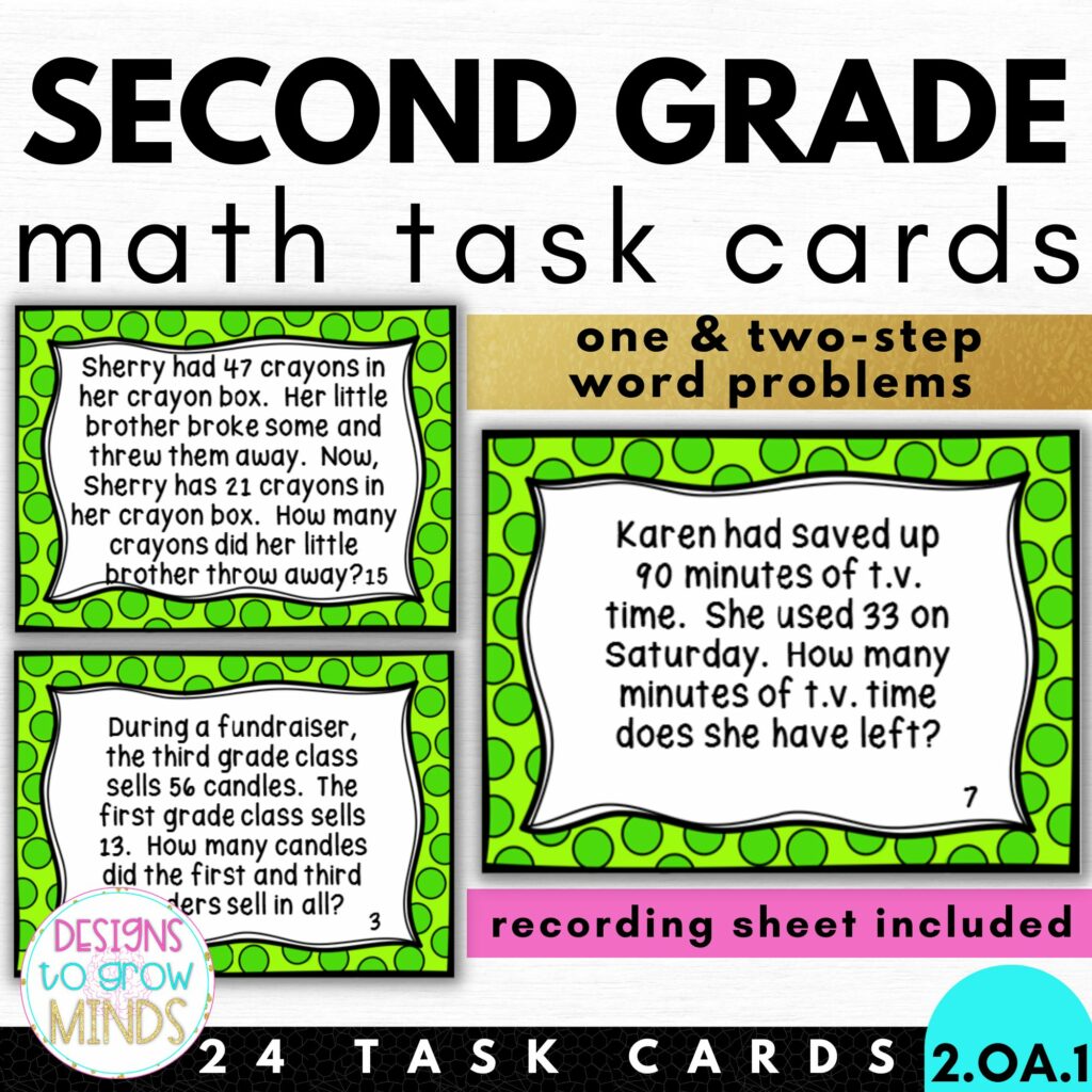 2.OA.1 Task Cards One and Two Step Word Problems | Made By Teachers