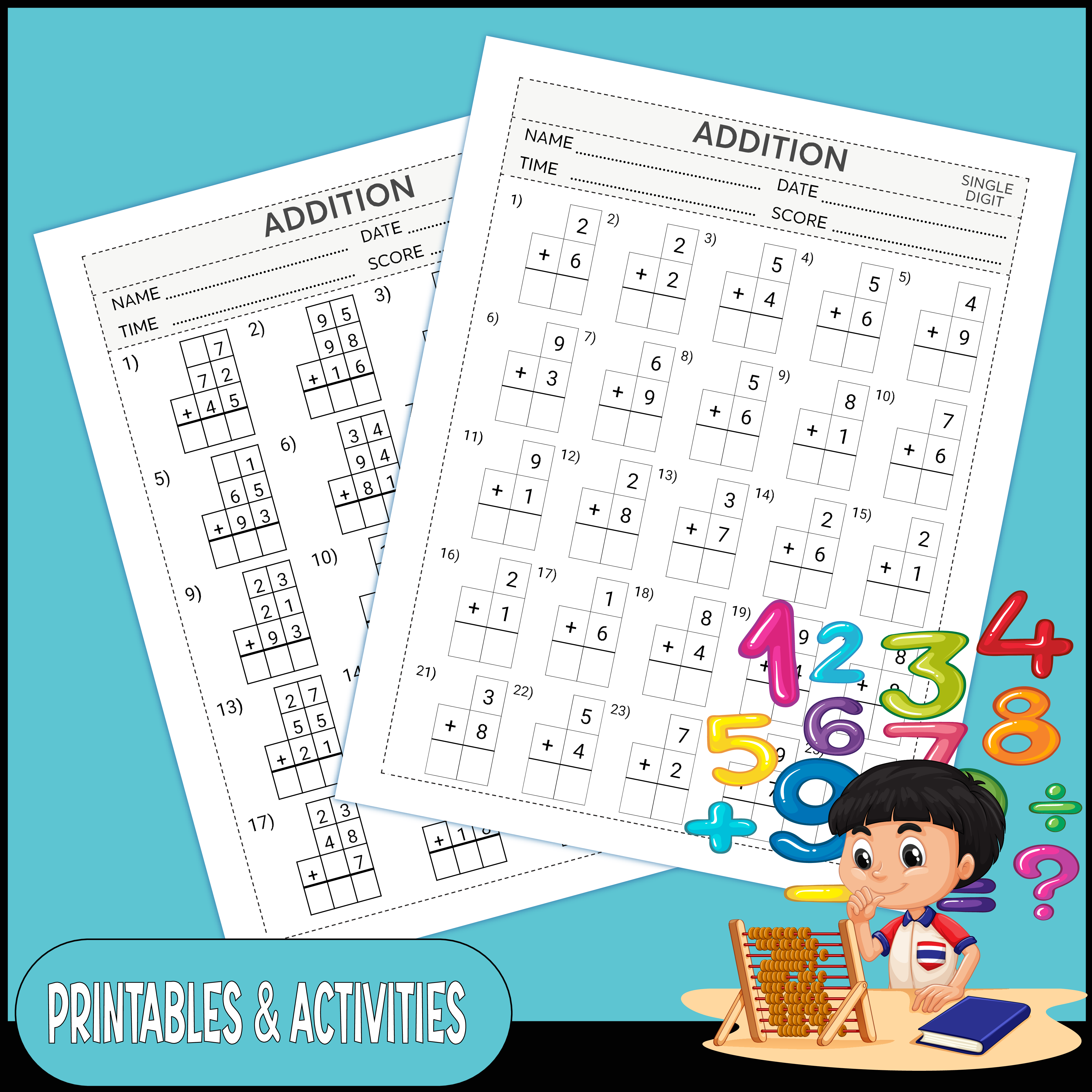 Back to School NO PREP Math and Literacy Packet - worksheets for grades ...