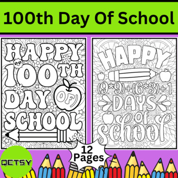 100th Day of School Coloring Pages | Mindfulness Celebration Sheets ...