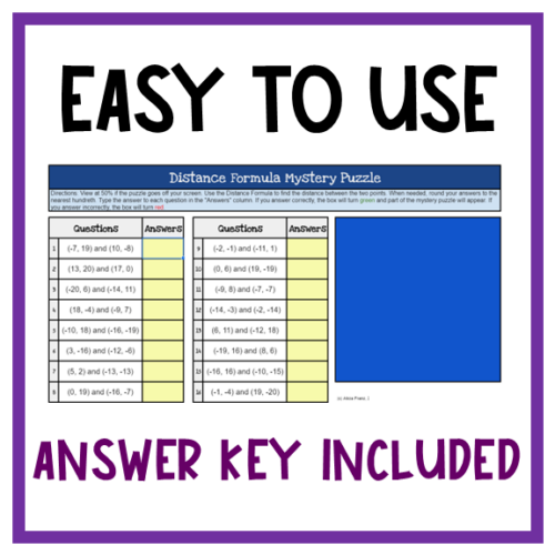 Distance Formula Activity Digital Pixel Art Mystery Puzzle - Made By ...
