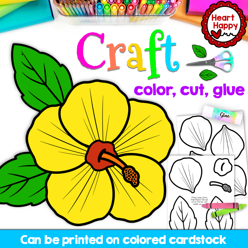 Hibiscus Flower Craft | Hawaii State Symbols | Luau | Summer Craft ...