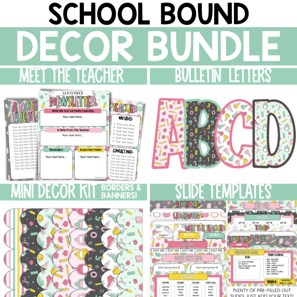 Back to School Bulletin Board Decor Bundle / Door Decor / School Bound ...