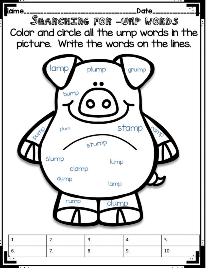 All About the Word Family - ump - No Prep! Word Work! | Made By Teachers