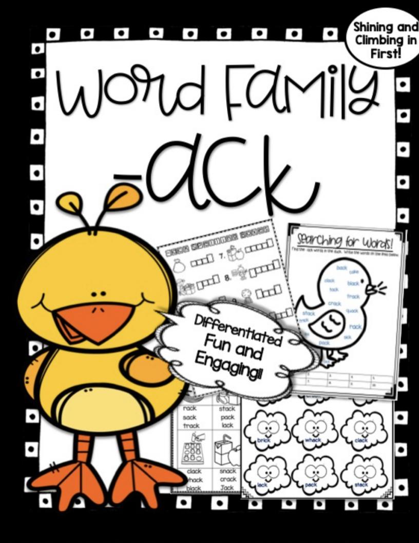 -ack Word Family Activity Pack | Made By Teachers