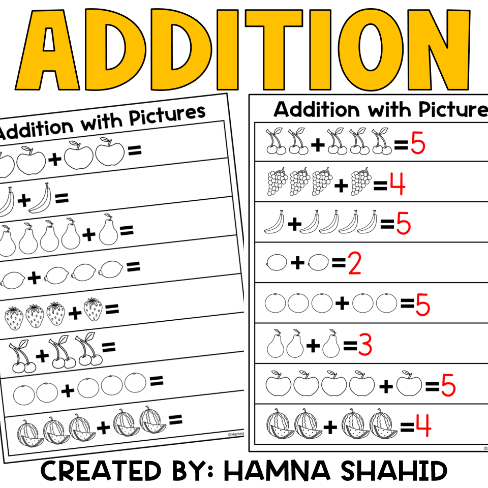 Addition with Pictures up to 5 | Made By Teachers