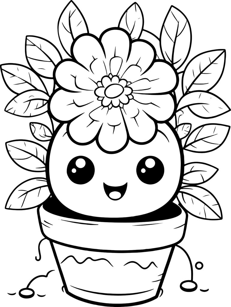 Kawaii flower Coloring Book: Cute Kawaii flowers, and Relaxing Flower ...