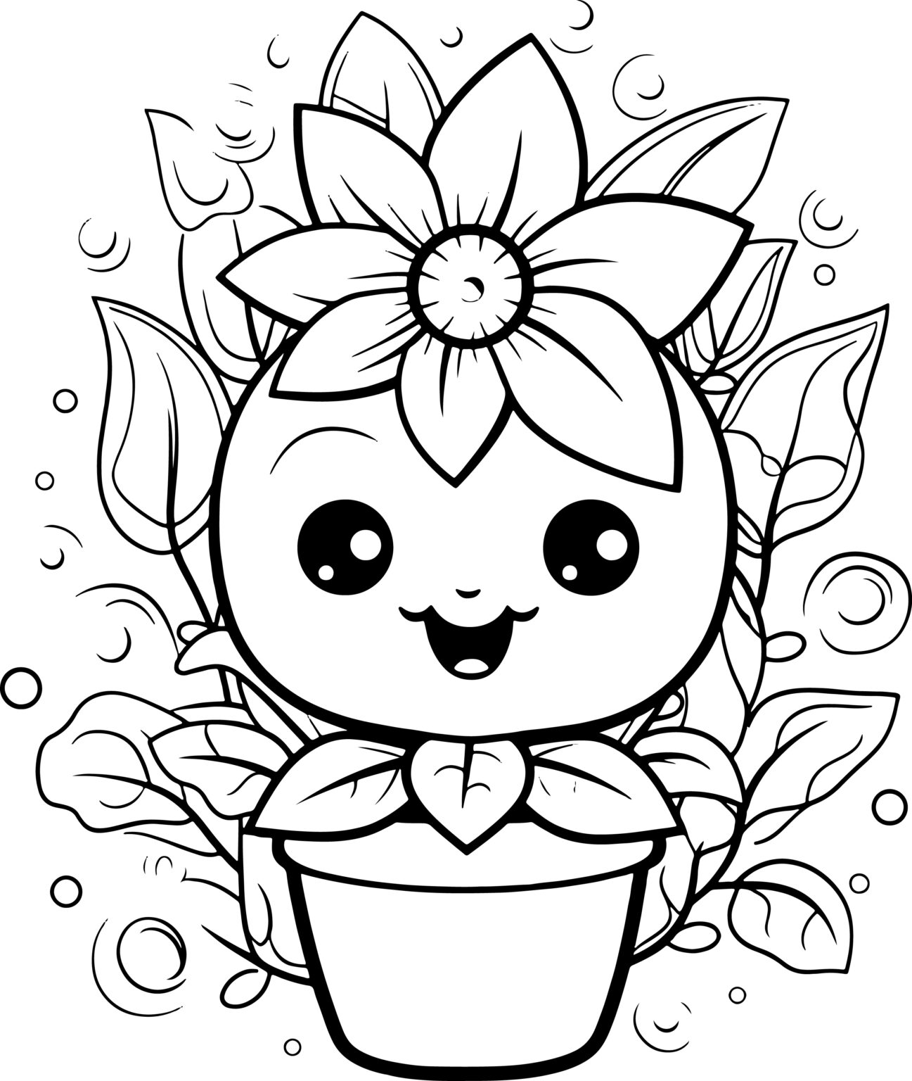 Kawaii flower Coloring Book: Cute Kawaii flowers, and Relaxing Flower ...