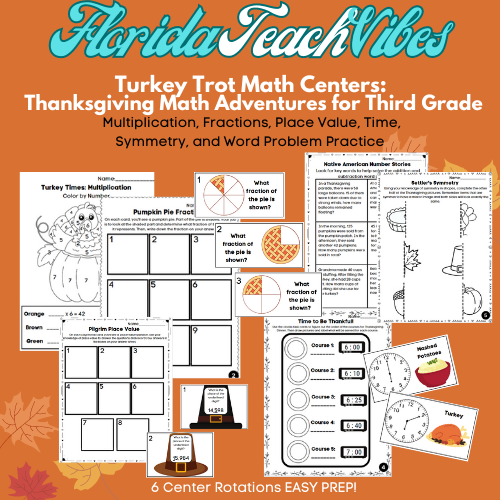 Turkey Trot Math Centers: Thanksgiving Centers for Third Grade | Made ...