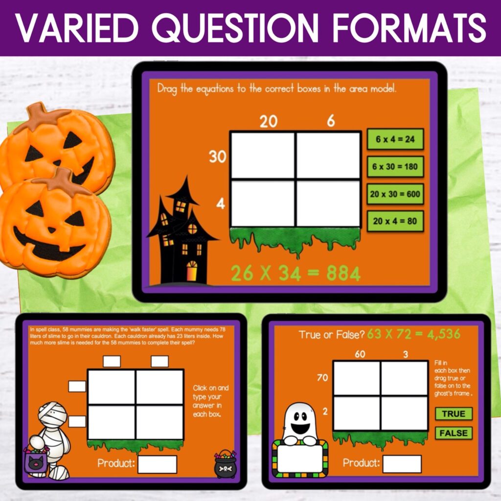 Halloween 2 Digit by 2 Digit Area Model Multiplication Google Slides ...