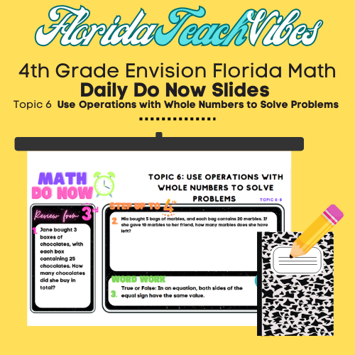 4th Grade Math Daily "Do Now" Bell Work- enVision Topic 4 Multiply Large Numbers | Made By Teachers
