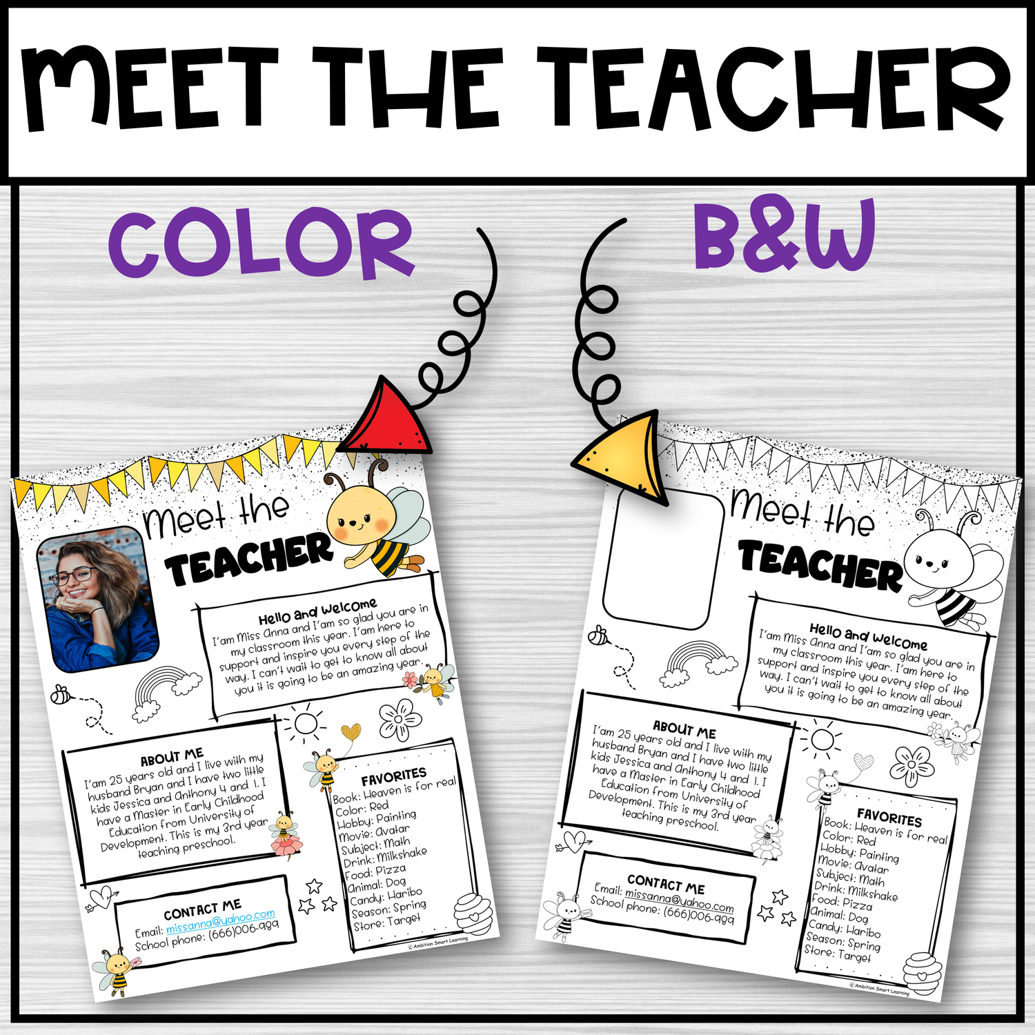 Meet the Teacher Newsletter Template EDITABLE | Bee Theme | Back To ...