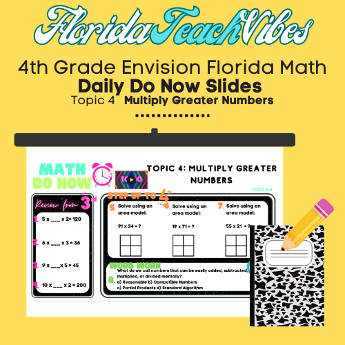 4th Grade Math Daily "Do Now" Bell Work- enVision Topic 4 Multiply ...