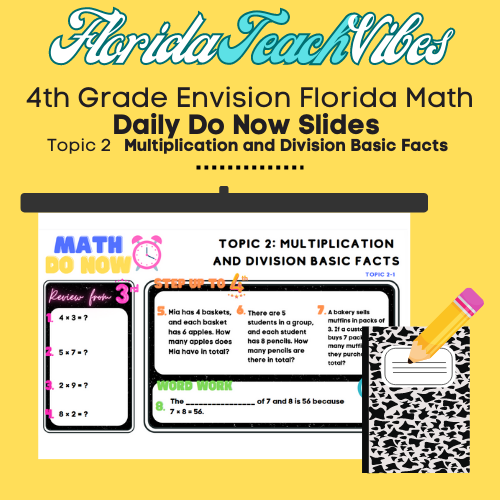 4th Grade Math Daily "Do Now" Bell Work- enVision Topic 2 Basic Facts ...