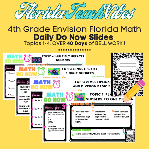 BUNDLE: 4th Grade Math Daily "Do Now" Bell Work- enVision Topics 1-4 ...