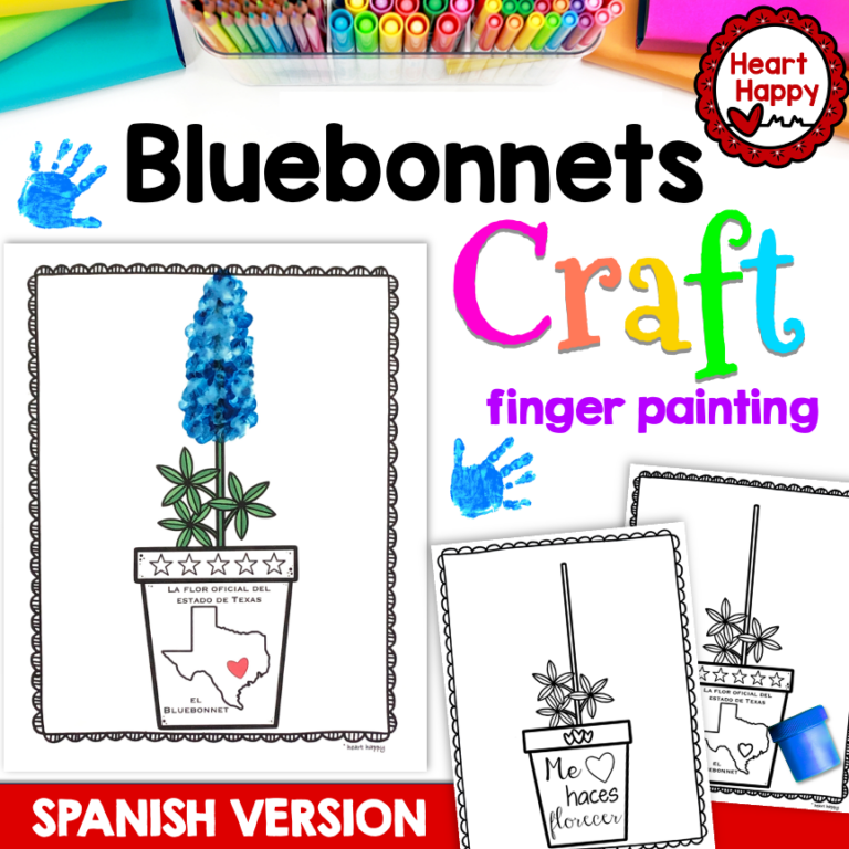Texas Bluebonnet Fingerpainting Craft English & Spanish BUNDLE | Made ...
