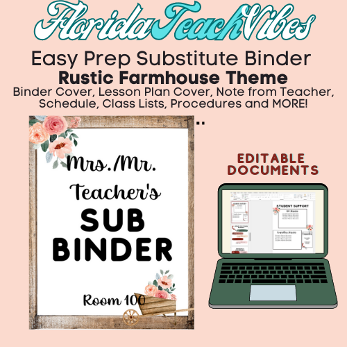 Rustic Farmhouse Editable Substitute Binder EASY Prep! | Made By Teachers