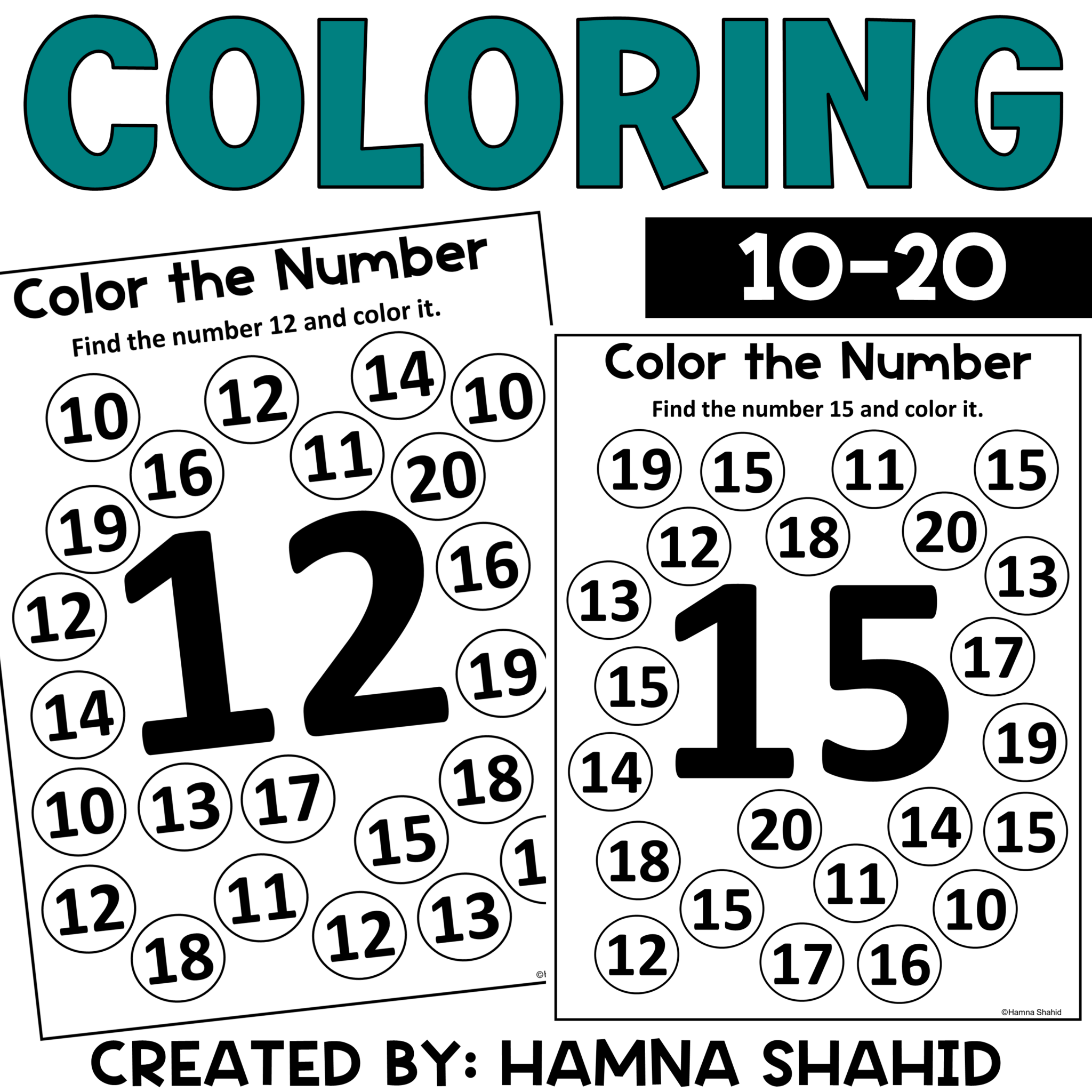 Color the Number 10-20 | Made By Teachers