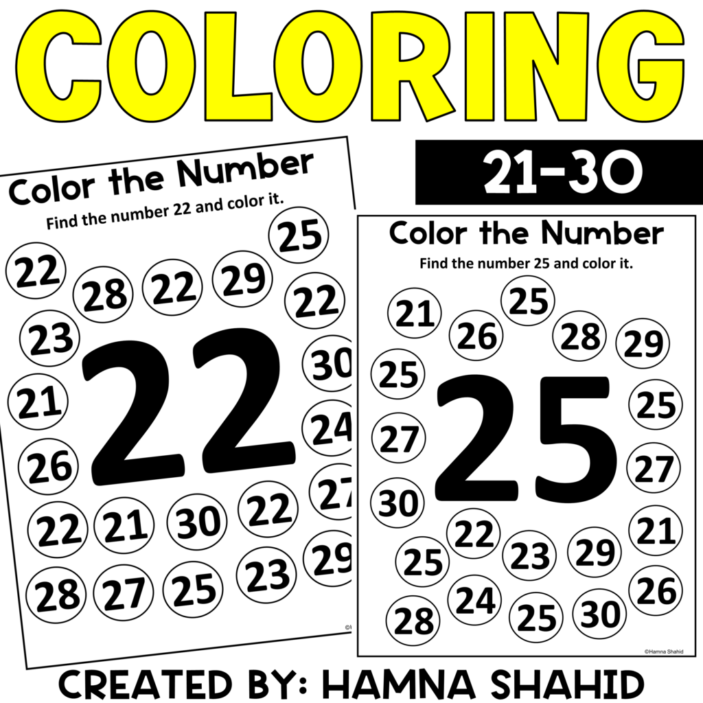 Color the Number 21-30 | Made By Teachers