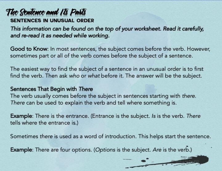 High School Grammar Unit: The Sentence and Its Parts Worksheets Test ...