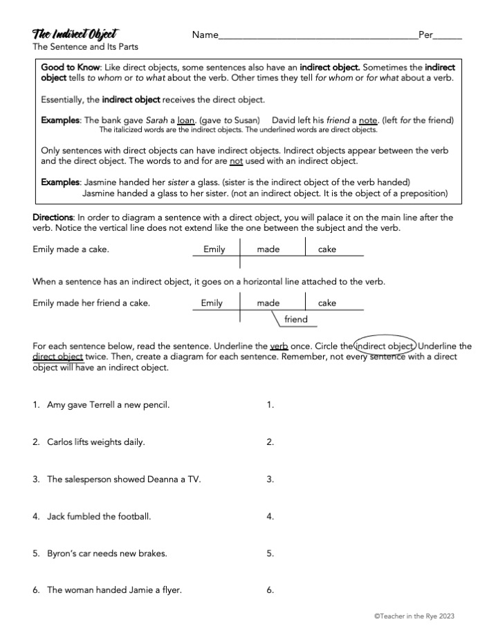High School Grammar Unit: The Sentence and Its Parts Worksheets Test ...