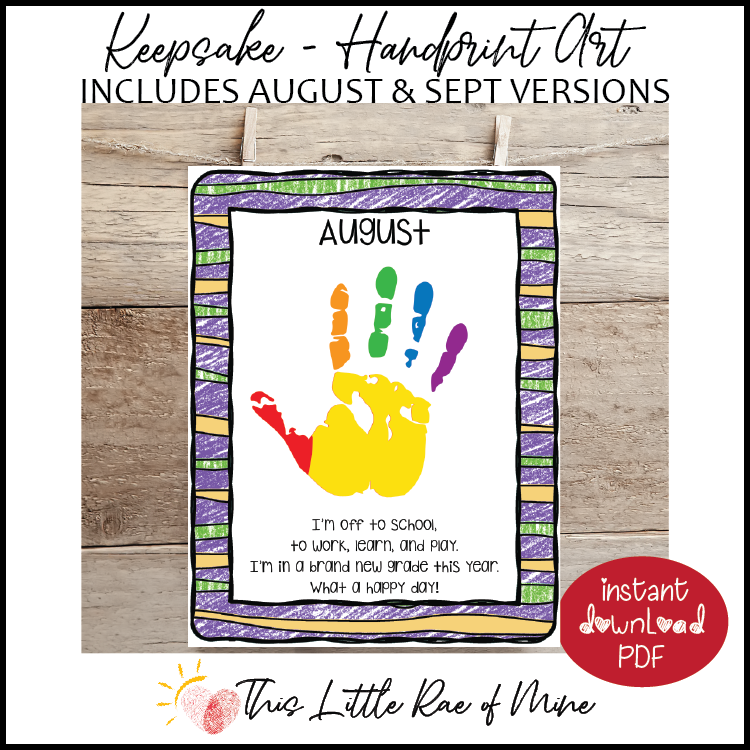 Back to School - handprint Art - Keepsake - Printable - Memory book ...