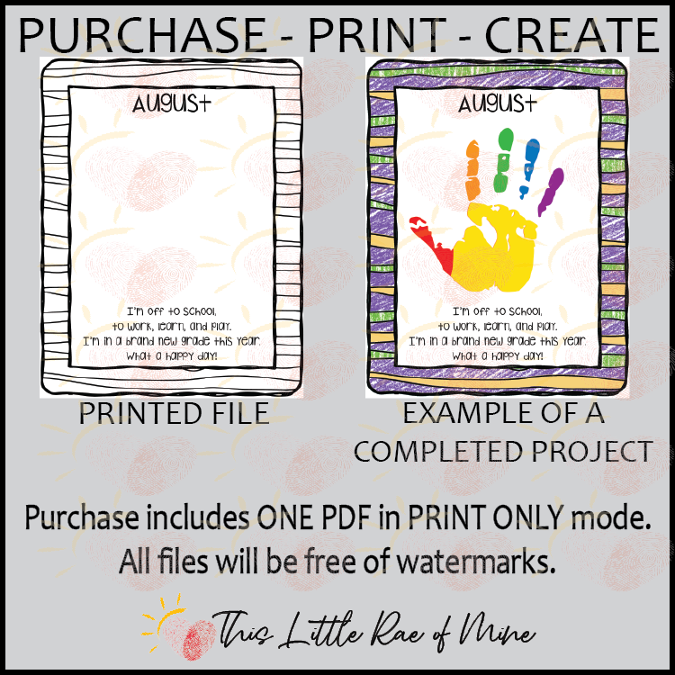 Back to School - handprint Art - Keepsake - Printable - Memory book ...