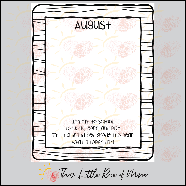 Back to School - handprint Art - Keepsake - Printable - Memory book ...