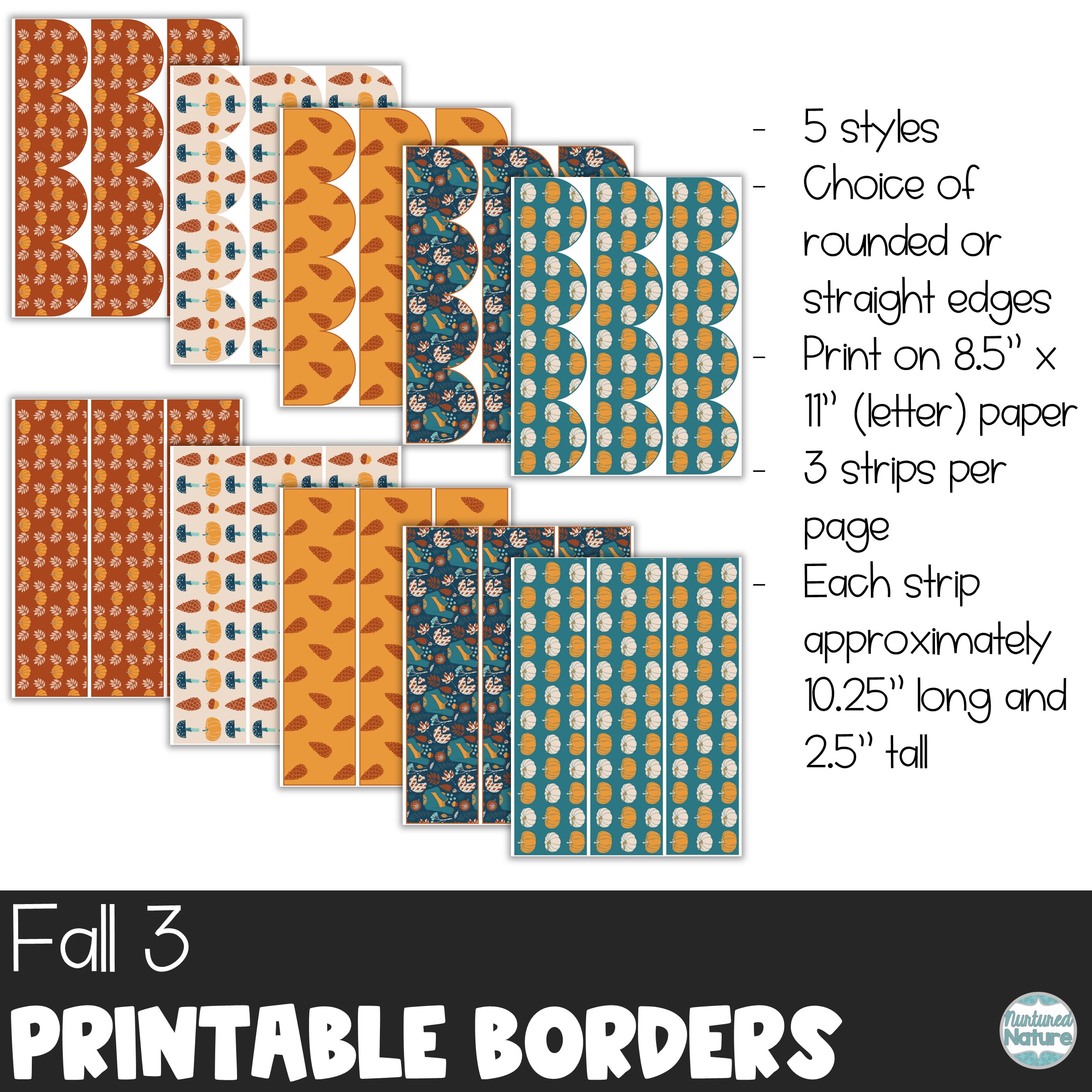 Fall Bulletin Board Borders Printable for November - Thanksgiving ...