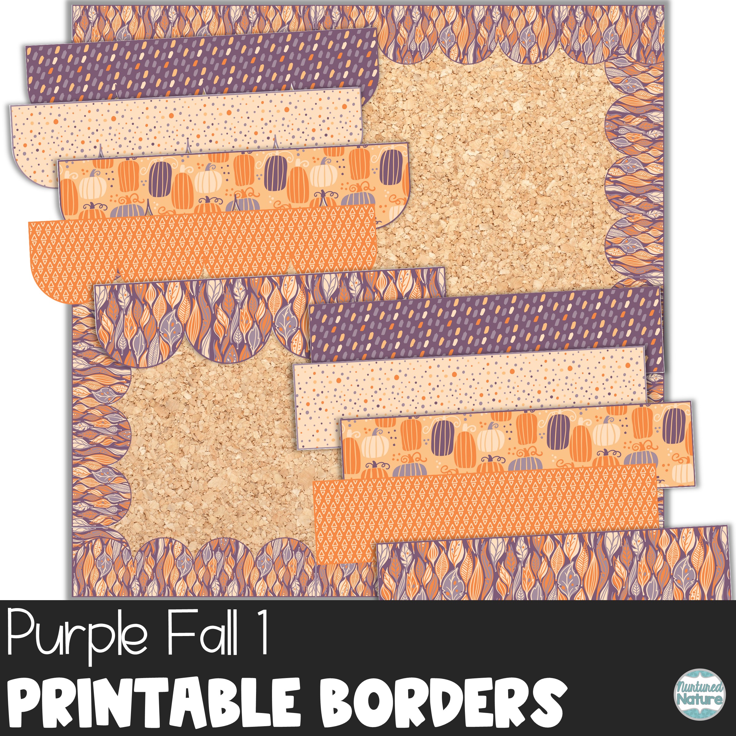 Purple Fall Bulletin Board Borders Printable for October and November ...