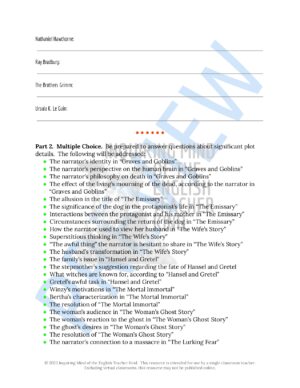 Thematic Short Story Unit Plan on Fear and Curiosity for High School ...