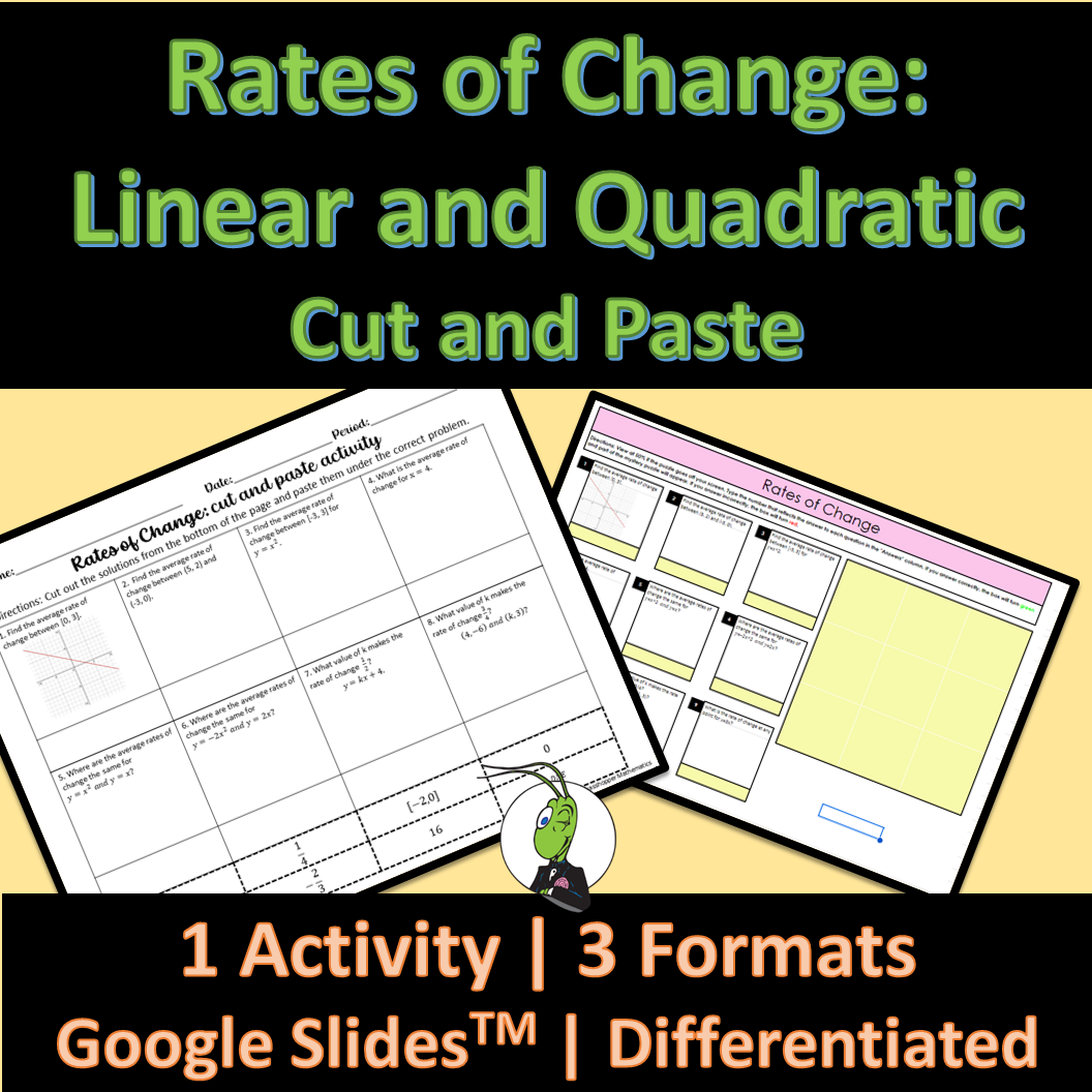 Rates of Change Cut and Paste | Google | AP® Precalculus 1.2 and 1.3 ...