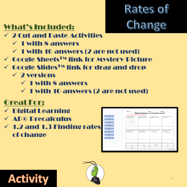 Rates of Change Cut and Paste | Google | AP® Precalculus 1.2 and 1.3 ...