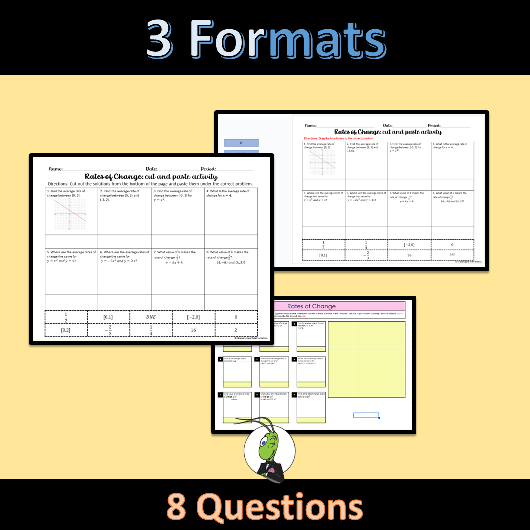 Rates of Change Cut and Paste | Google | AP® Precalculus 1.2 and 1.3 ...