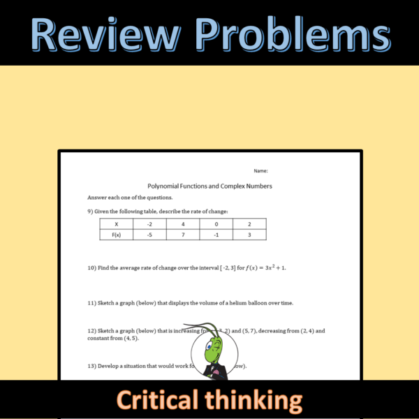 Polynomial Functions and Complex Zeros AP® Precalculus 1.5 Worksheet ...