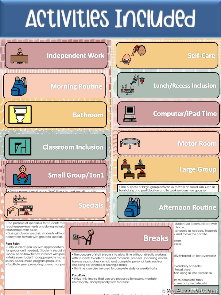 EDITABLE Paraprofessional Aide Role Sheets for Special Ed Boho ...