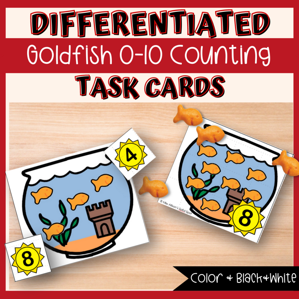 Differentiated 0-10 Goldfish Counting Task Cards for Kindergarten and ...