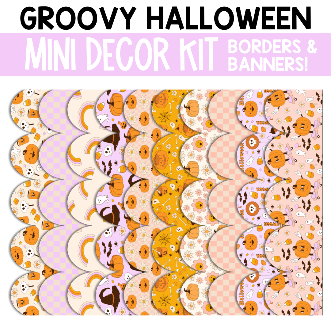 Groovy Halloween Mini Decor Kit / Retro Halloween Bulletin Board Decor ...