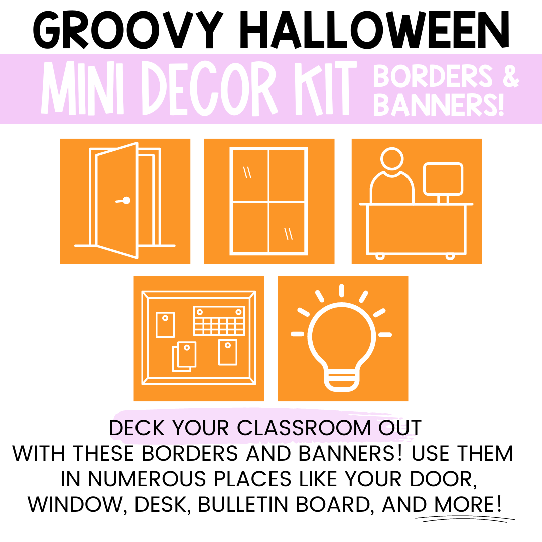 Groovy Halloween Mini Decor Kit / Retro Halloween Bulletin Board Decor ...