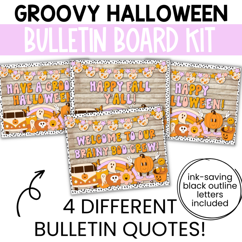 Groovy Halloween Bulletin Board Decor Bundle / Retro Halloween Decor ...